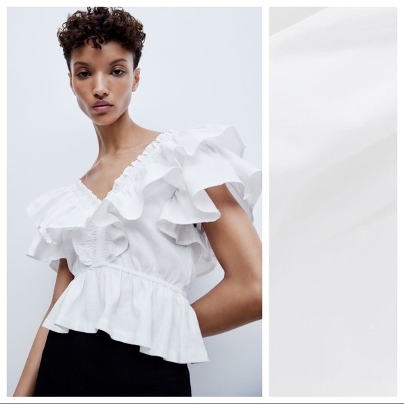 Zara | Tops | Zara White Ruffle Top | Poshmark